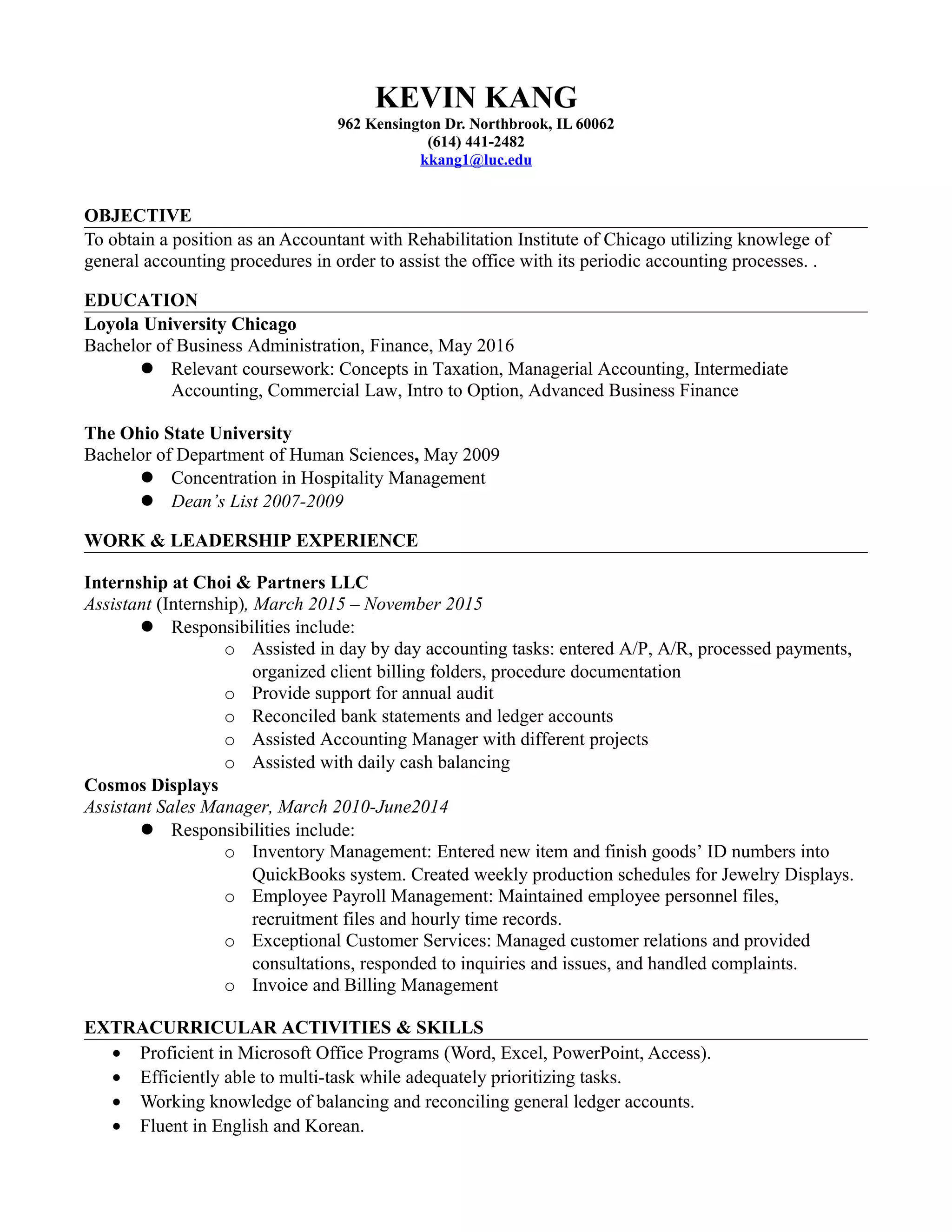Kevin kang resume updated (accounting) | DOC