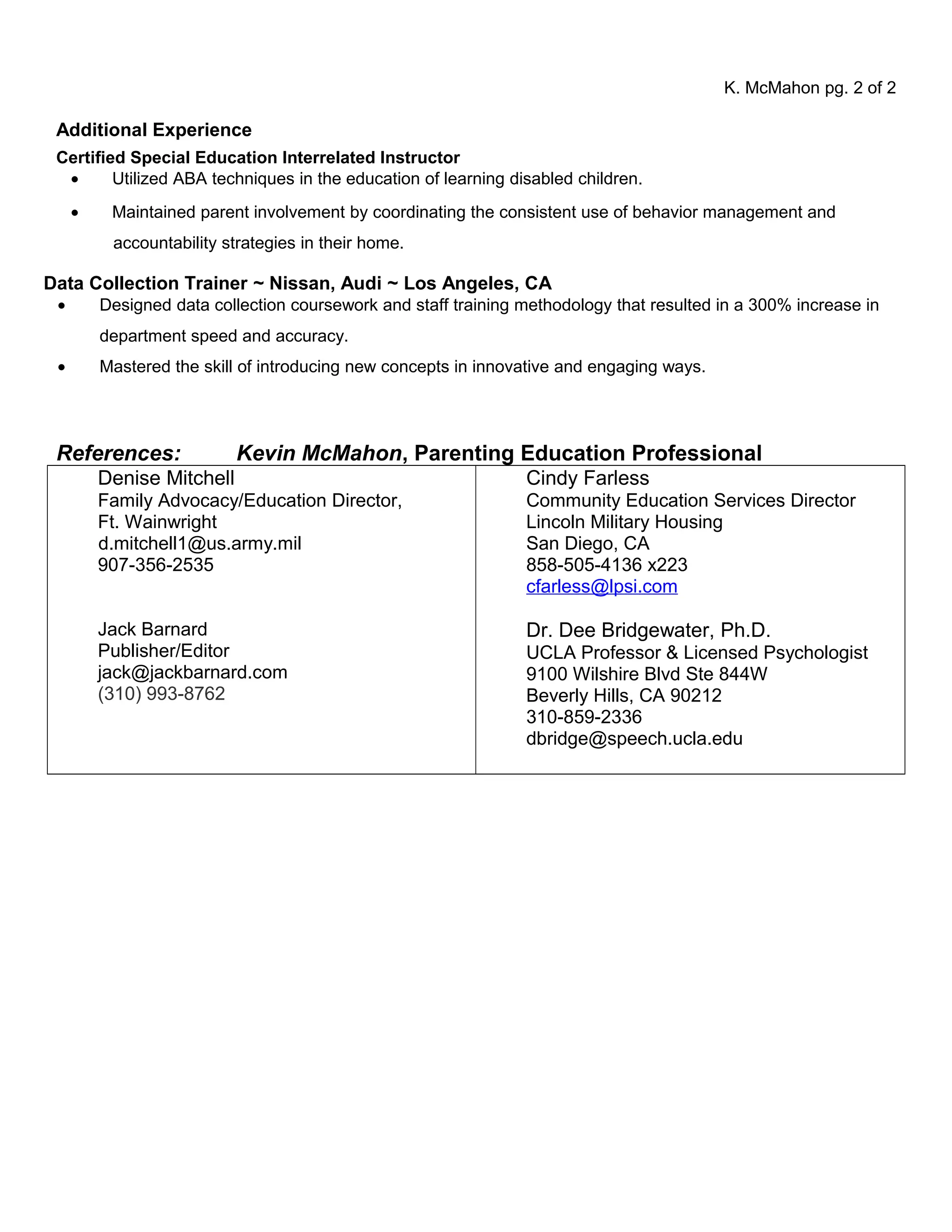 Kevin McMahon Resume | DOC