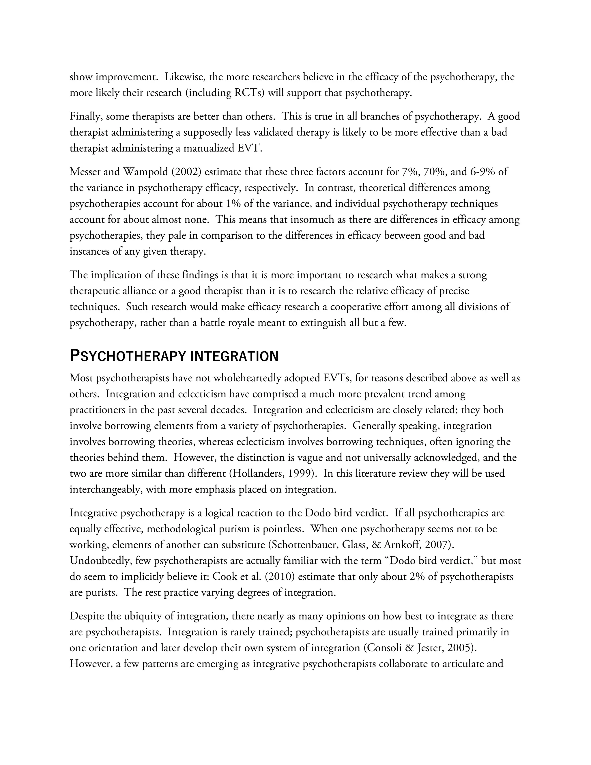 Evidence-Based Treatments and Integrative Psychotherapy | PDF