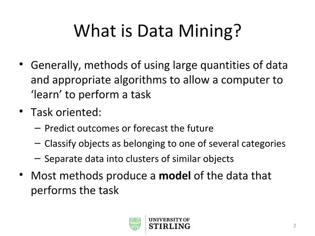 Kevin Swingler: Introduction to Data Mining | PPT