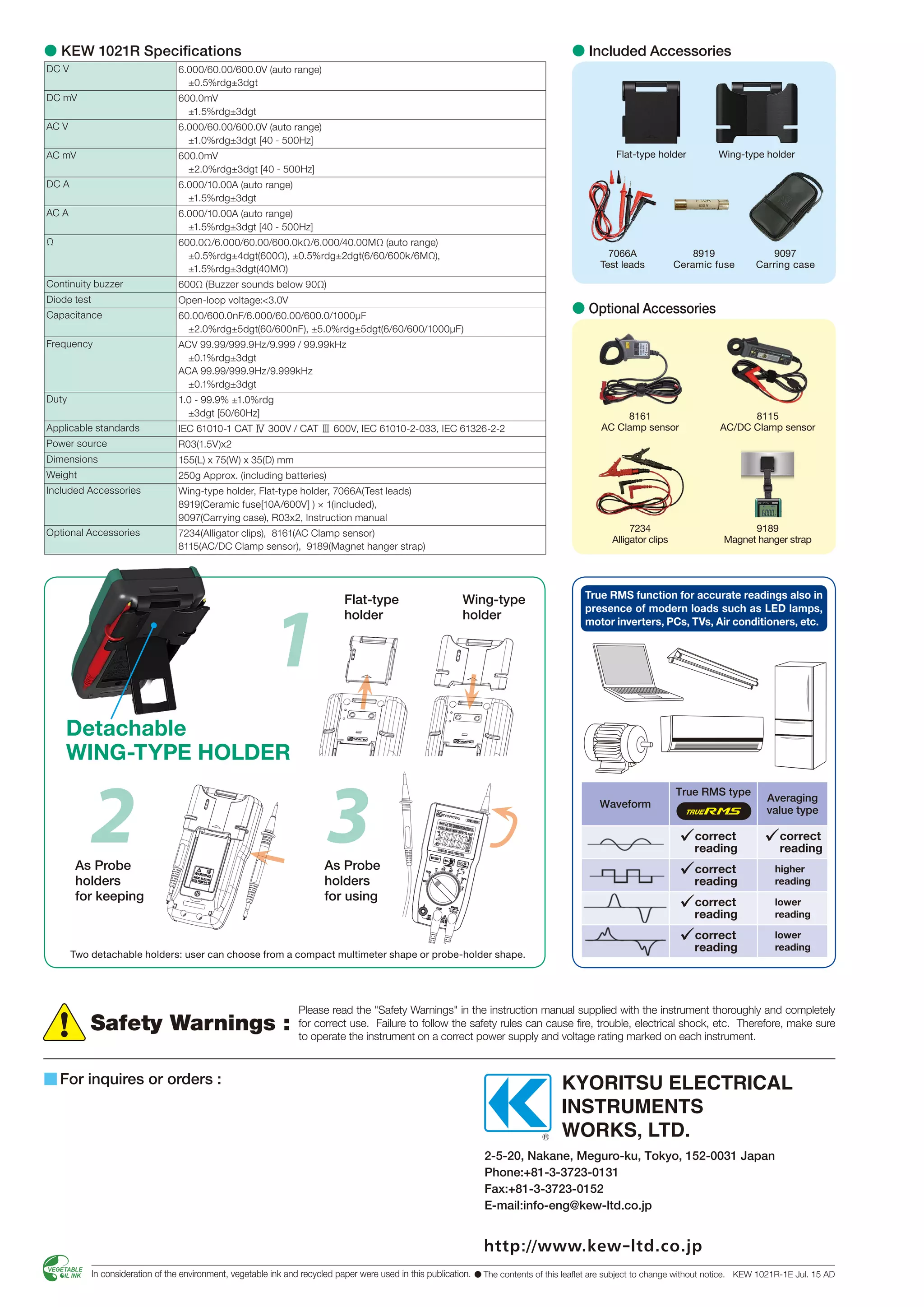 Kyoritsu Digital Multimeter Kew 1021R | PDF