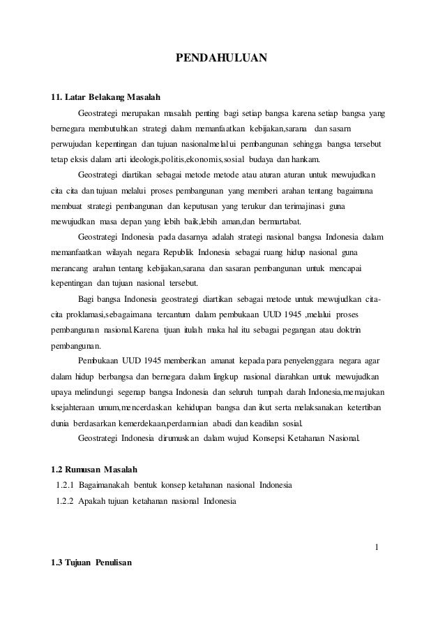 Ketahanan nasional sebagai geostrategi Indonesia Ketahanan nasional sebagai geostrategi Indonesia