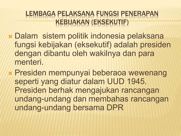Kewenangan lembaga lembaga negara menurut uud 1945 | PPTX