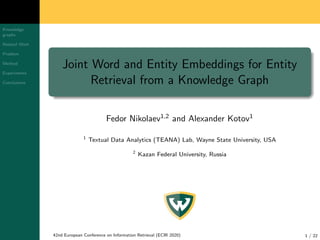 Joint Word and Entity Embeddings for Entity Retrieval from Knowledge Graph | PPT