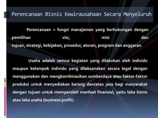 Kewirausahaan (perencanaan usaha) | PPTX