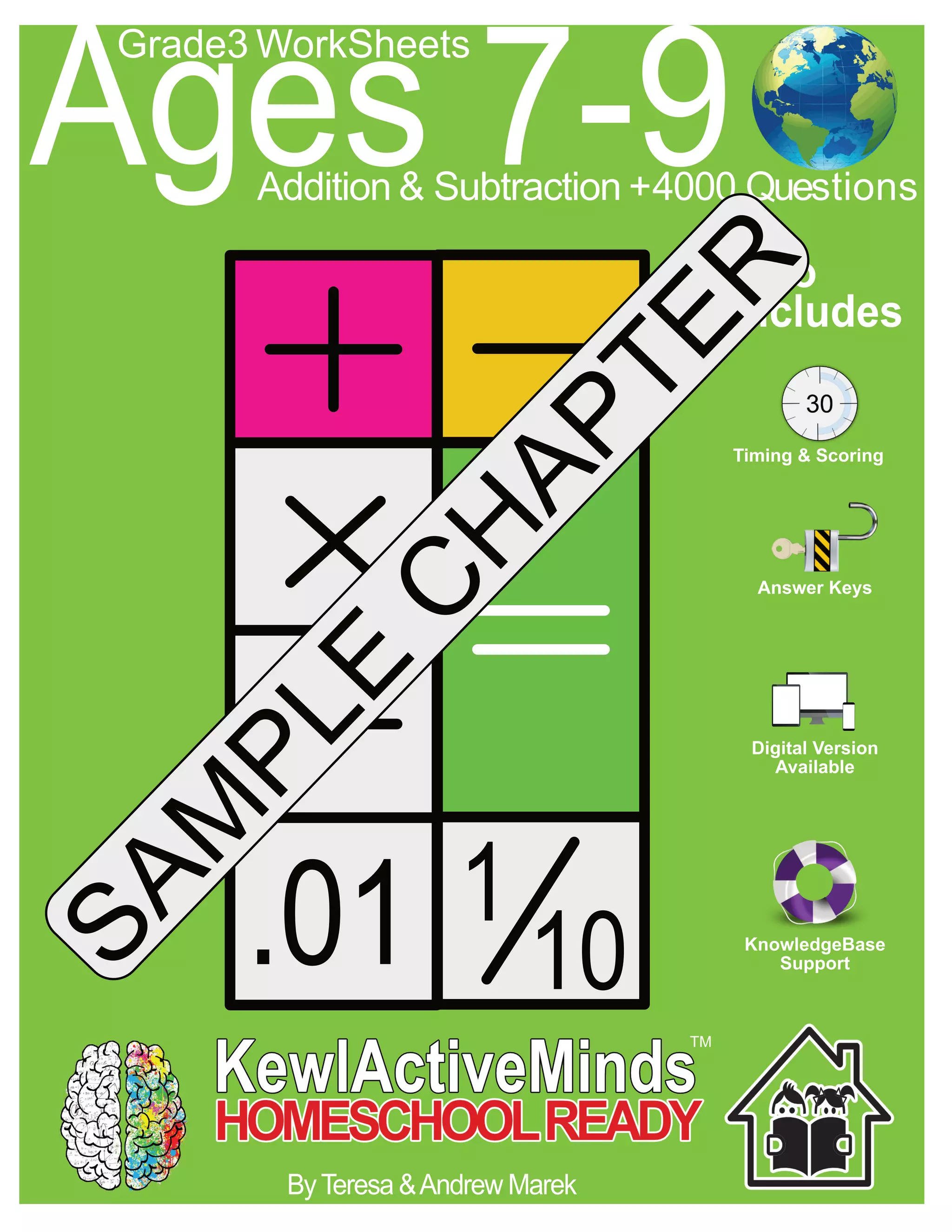 KewlActiveMinds Grade 3 Math, Addition & Subtraction Worksheets Sample ...