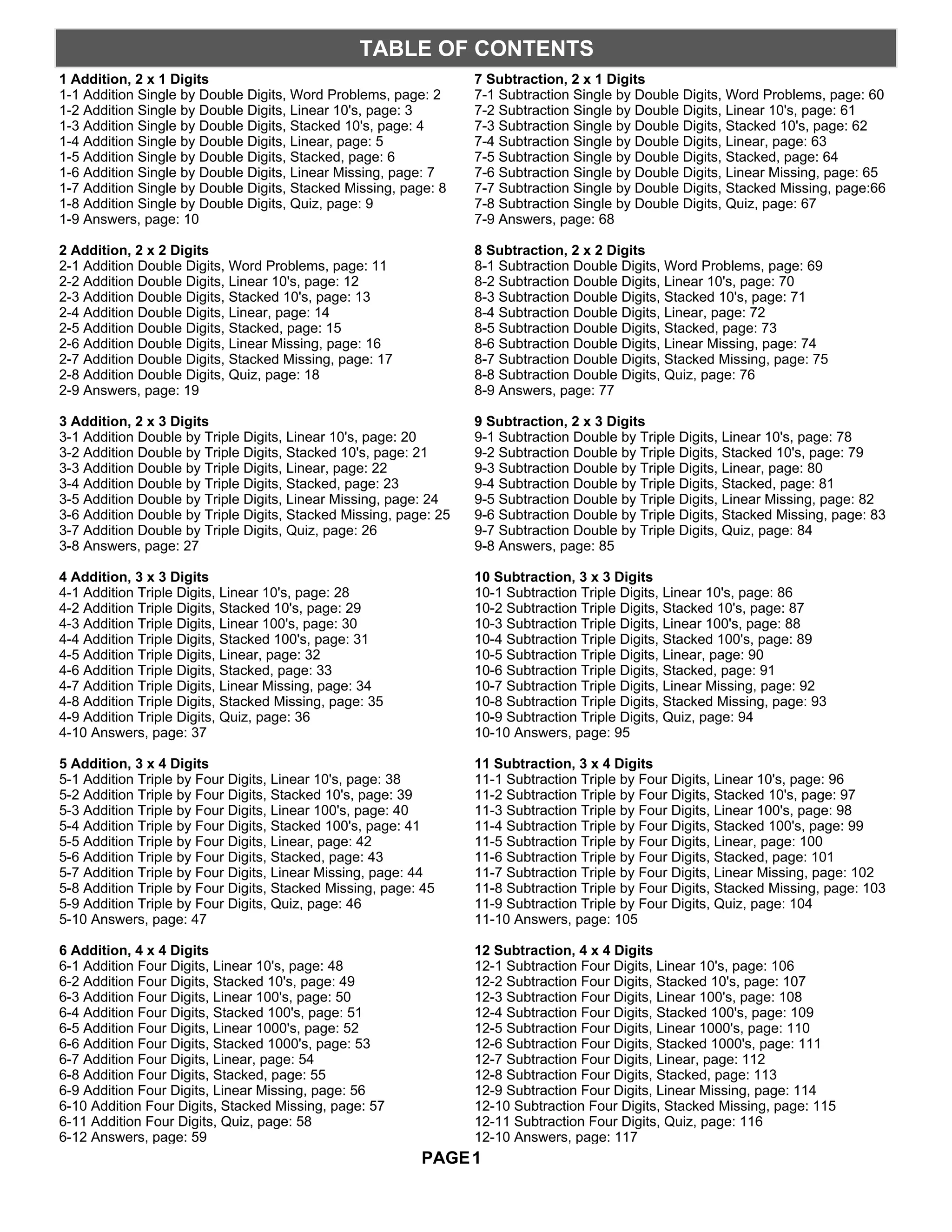 KewlActiveMinds Grade 3 Math, Addition & Subtraction Worksheets Sample ...
