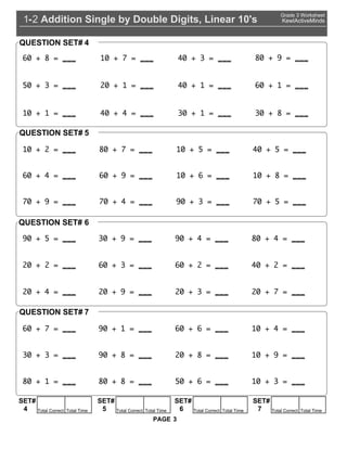 KewlActiveMinds Grade 3 Math, Addition & Subtraction Worksheets Sample ...