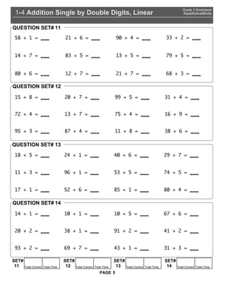 KewlActiveMinds Grade 3 Math, Addition & Subtraction Worksheets Sample ...