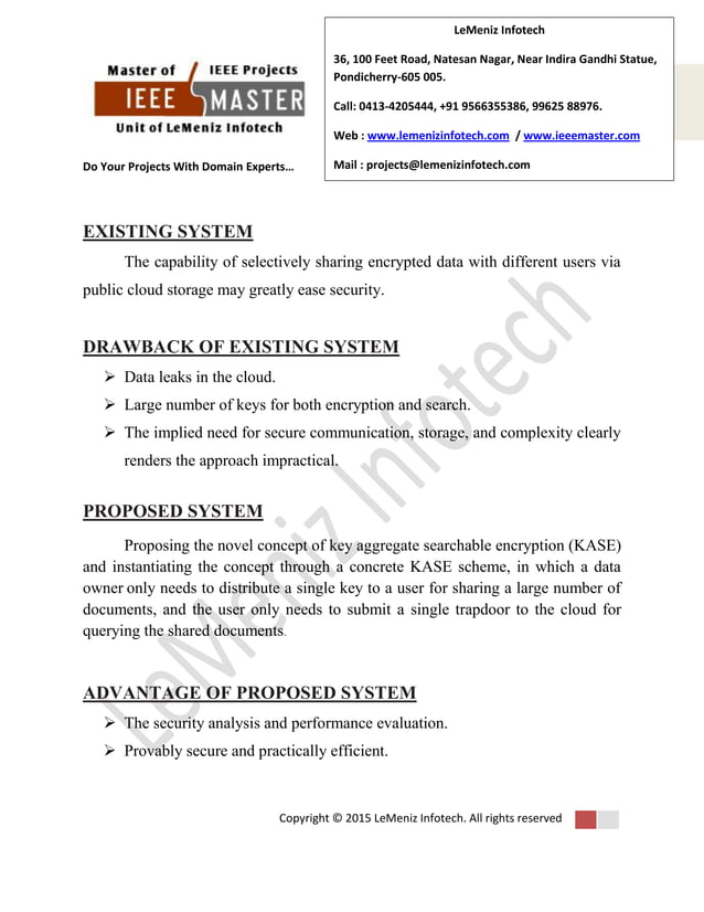 Key aggregate searchable encryption (kase) for group data sharing via cloud storage | PDF