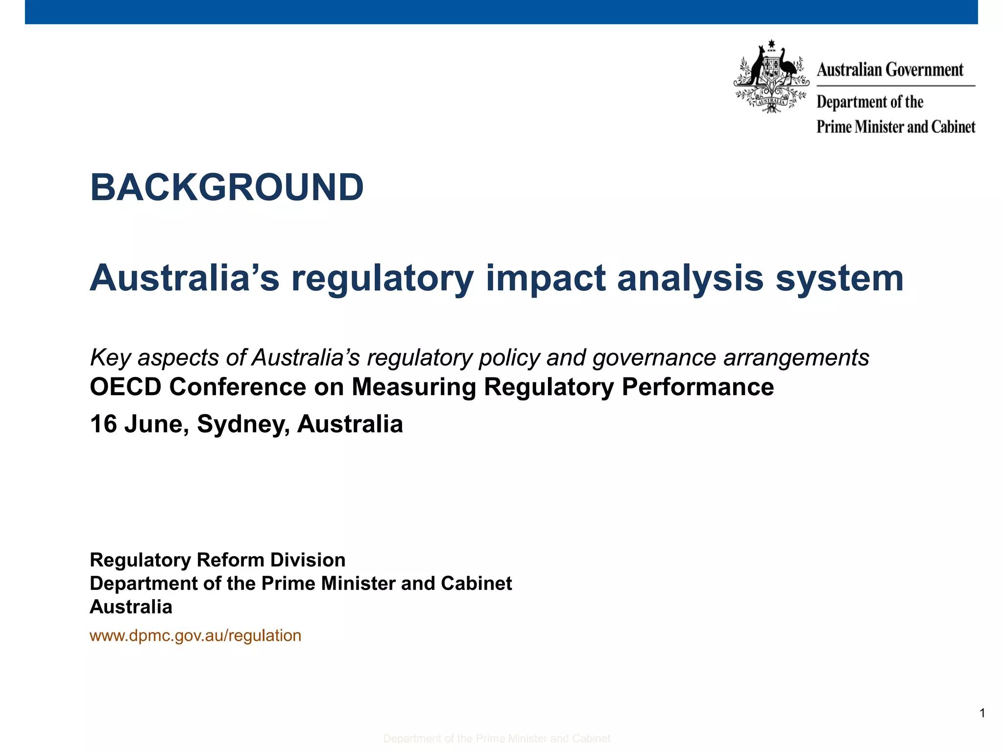 Australia’s regulatory impact analysis system | PDF