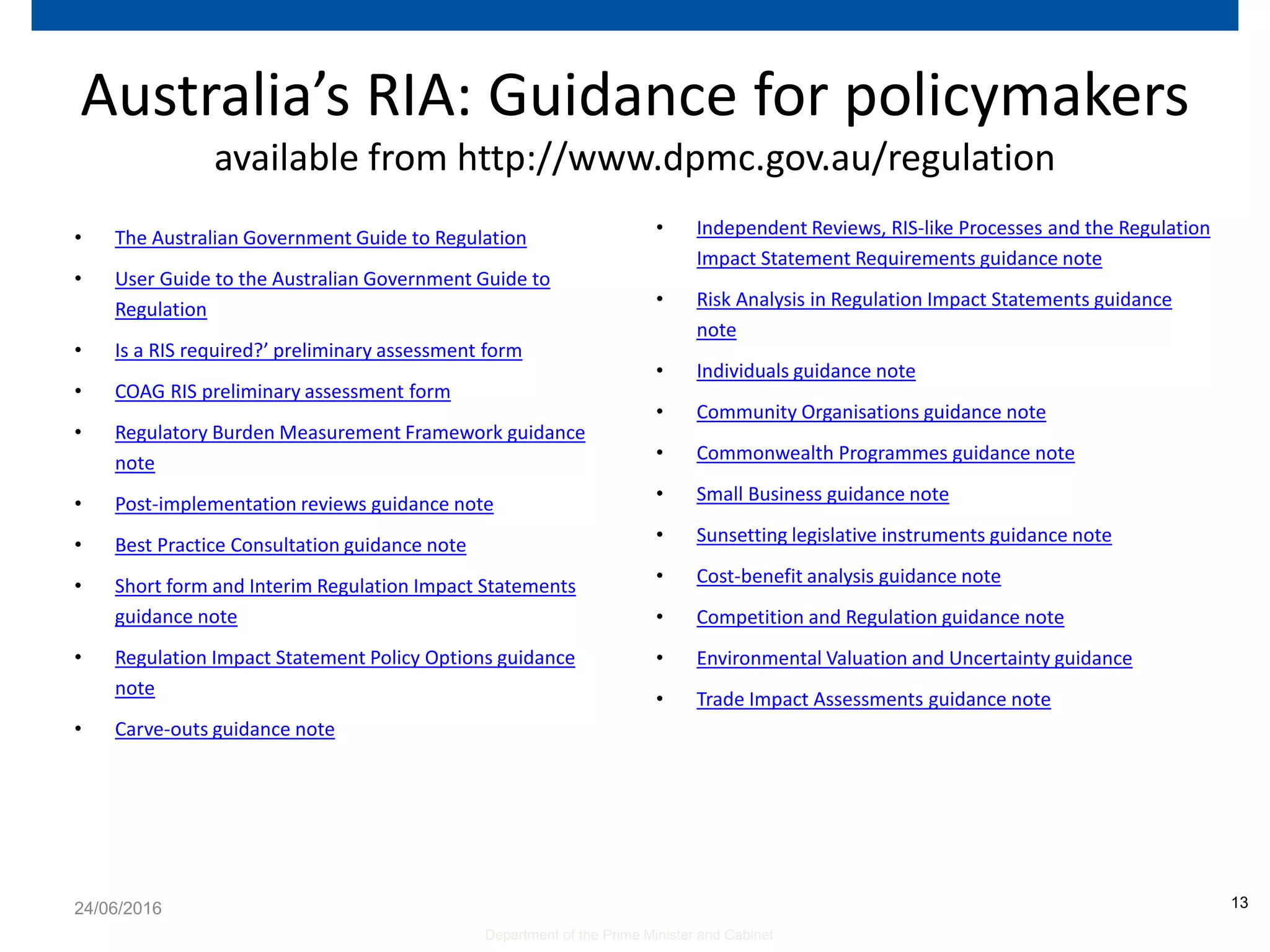 Australia’s regulatory impact analysis system | PDF