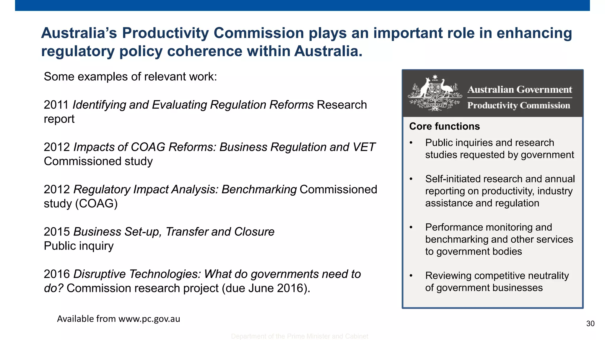 Key aspects of Australia's Regulatory Policy | PPT