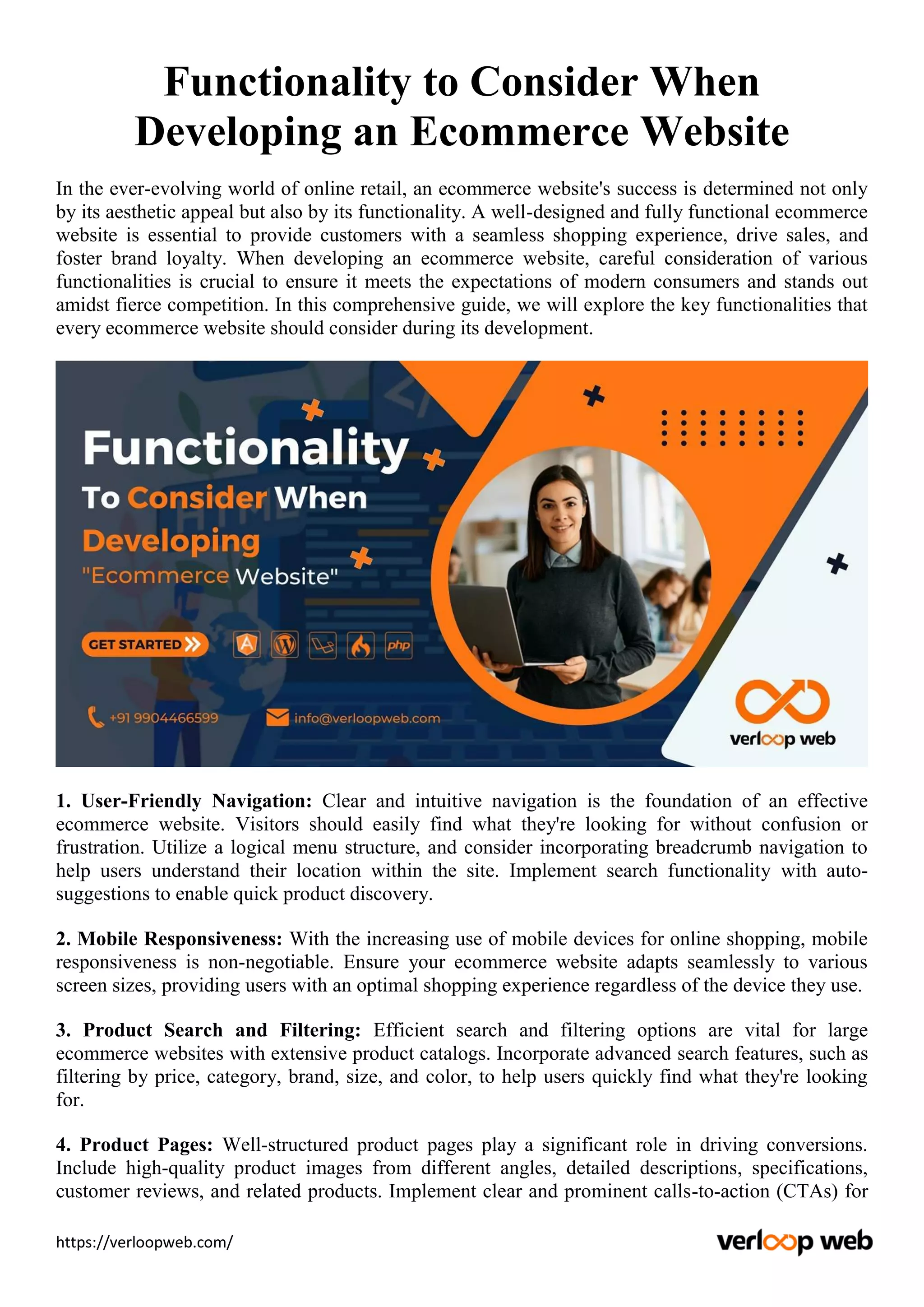 Key Features for Successful Ecommerce Websites | PDF