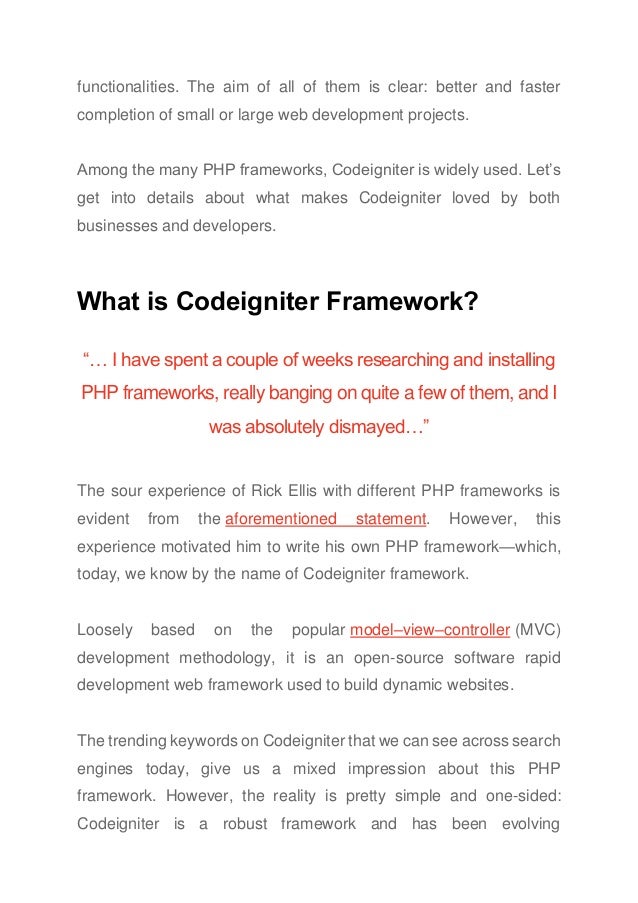 Key Reasons to Choose Codeigniter Framework for Your Next Project