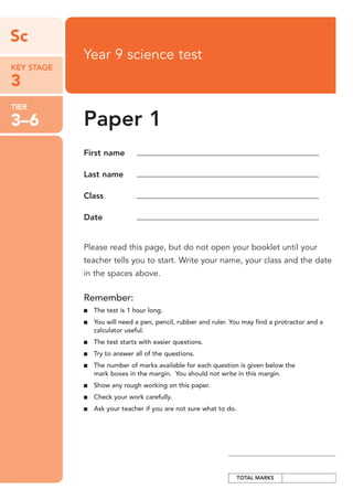 Key stage-3-ks3-science-36 p1-2010 | PDF