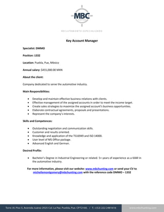 Key account manager dmmo – 1332 | PDF