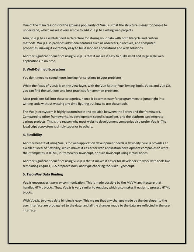 Key Advantages Of Vue Js In Web App Development Pdf