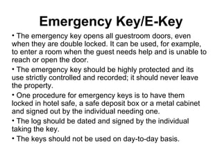 Key and key control | PPT | Hotel Properties | Real Estate