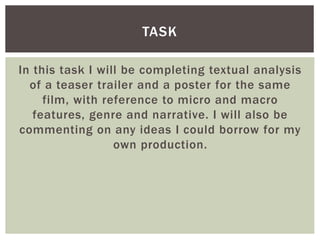 Textual Analysis of a Trailer and Poster | PPT