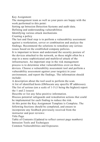 Key AssignmentThe management team as well as your peers are happy .docx