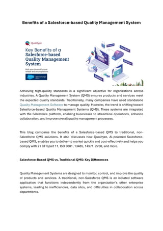 Key Benefits of a Salesforce - Qualityze | PDF