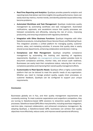 Key Benefits of a Salesforce - Qualityze | PDF