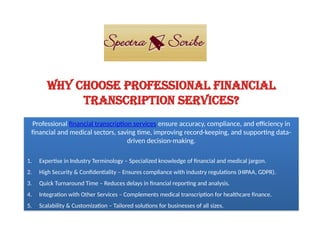 Key Benefits of Financial Transcription Services | PPT