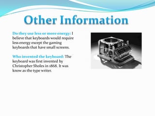 Keyboard | PPTX | Computer Peripherals | Computing