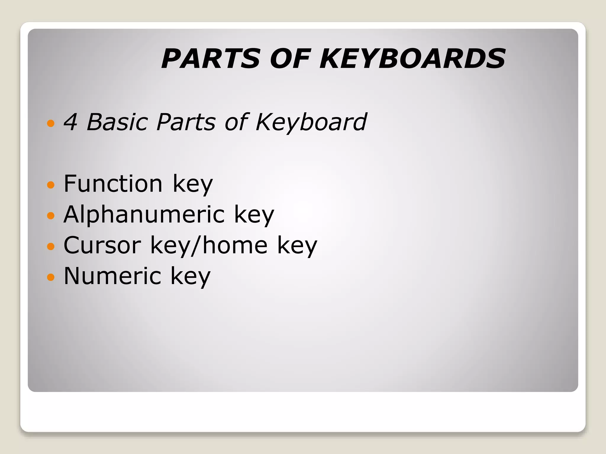 keyboard | PPTX | Computer Peripherals | Computing