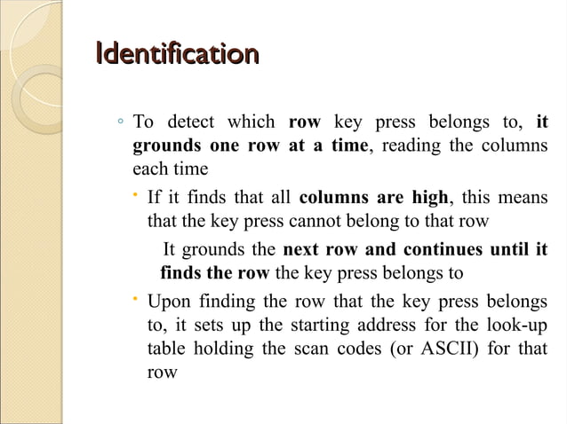 Keyboard interfacing for the 8051 MCA.ppt | Operating Systems | Computer Software and Applications