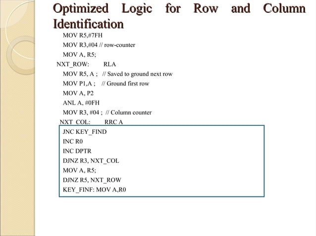 Keyboard interfacing for the 8051 MCA.ppt | Operating Systems ...