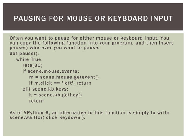 Keyboard and mouse events in python | PPT