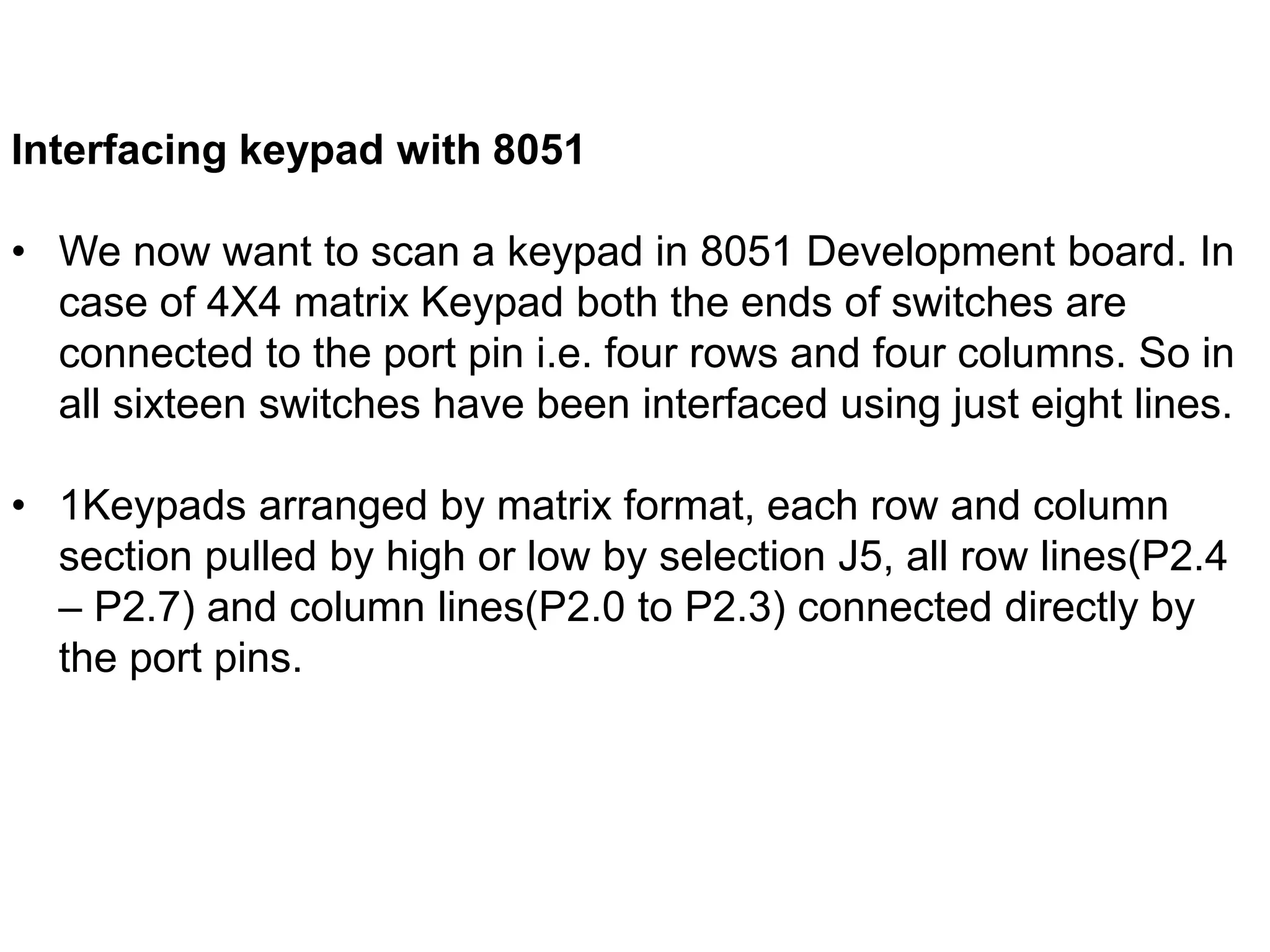 Key board interfacing with 8051 | PPTX