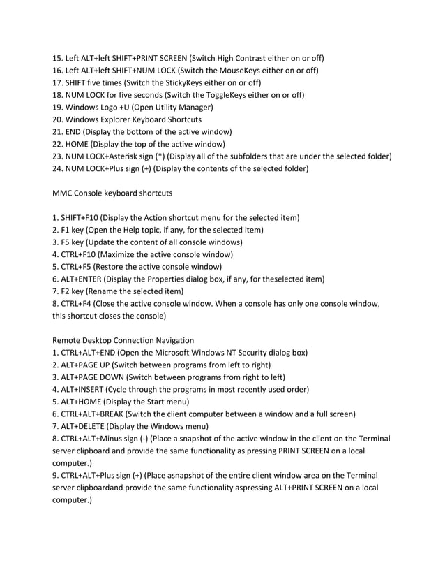 Keyboard shortcuts | PDF