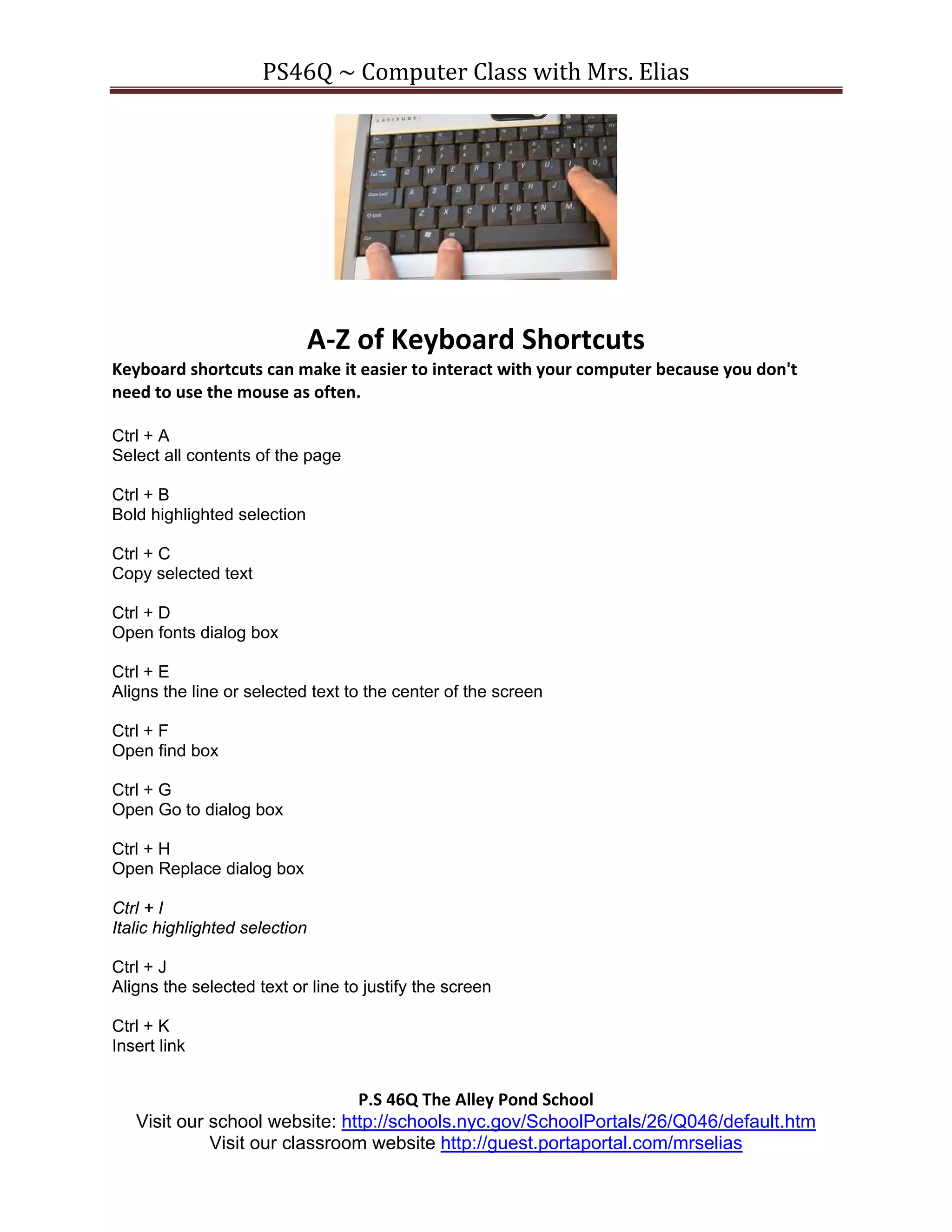 Keyboard shortcuts a z | PDF