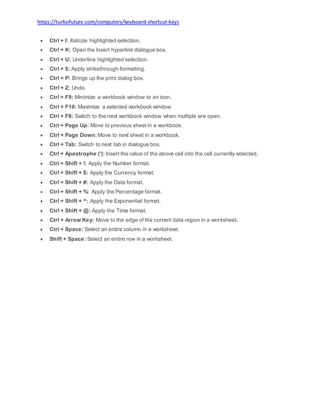 Keyboard shortcuts and system commands for popular programs | PDF