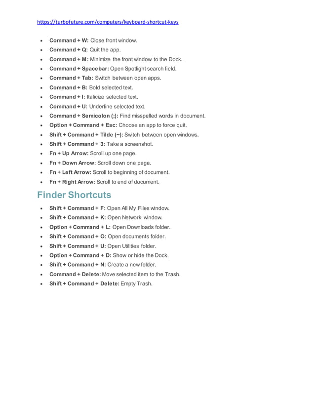 Keyboard shortcuts and system commands for popular programs | PDF