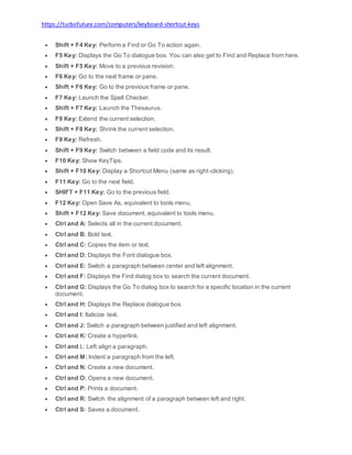 Keyboard shortcuts and system commands for popular programs | PDF