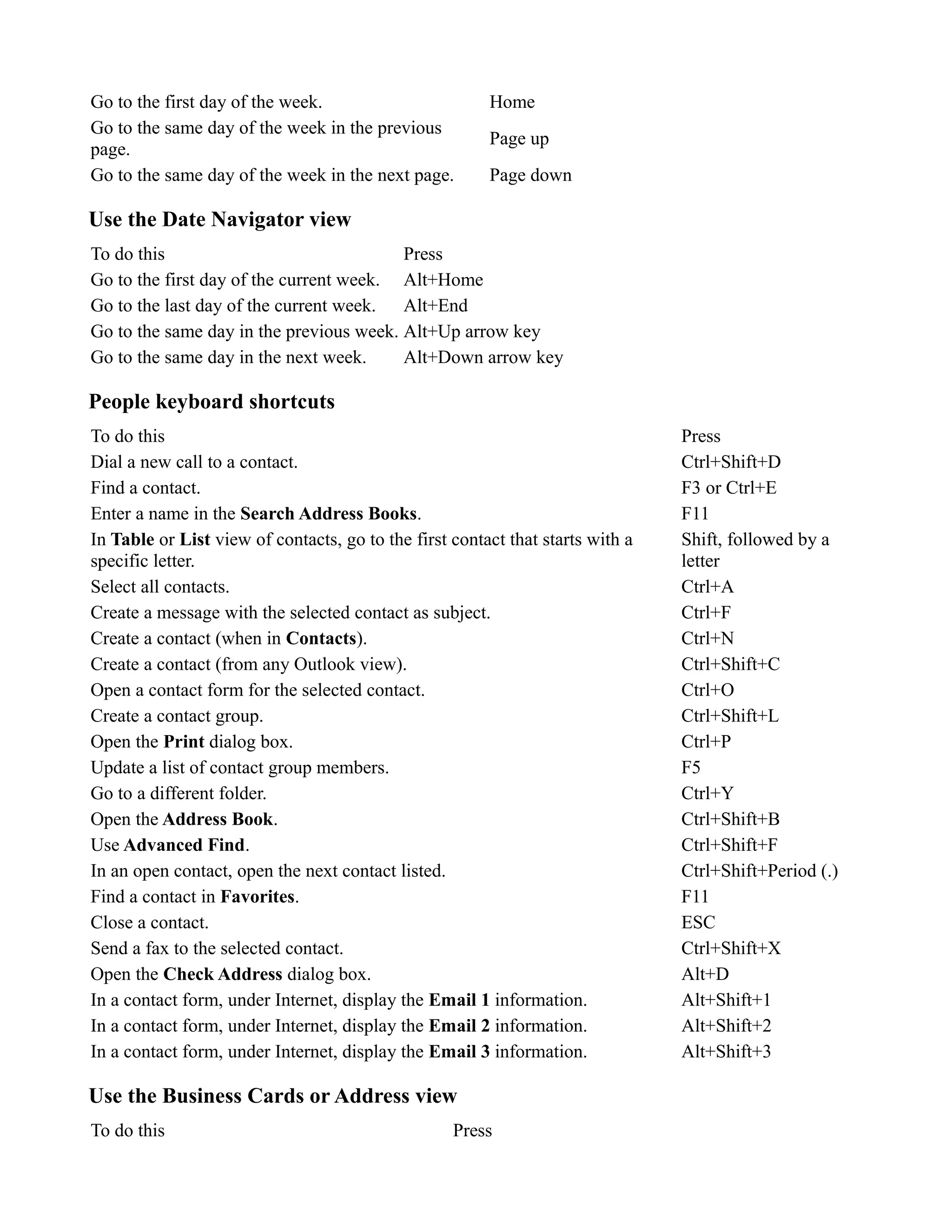 Keyboard Shortcuts for Outlook | PDF