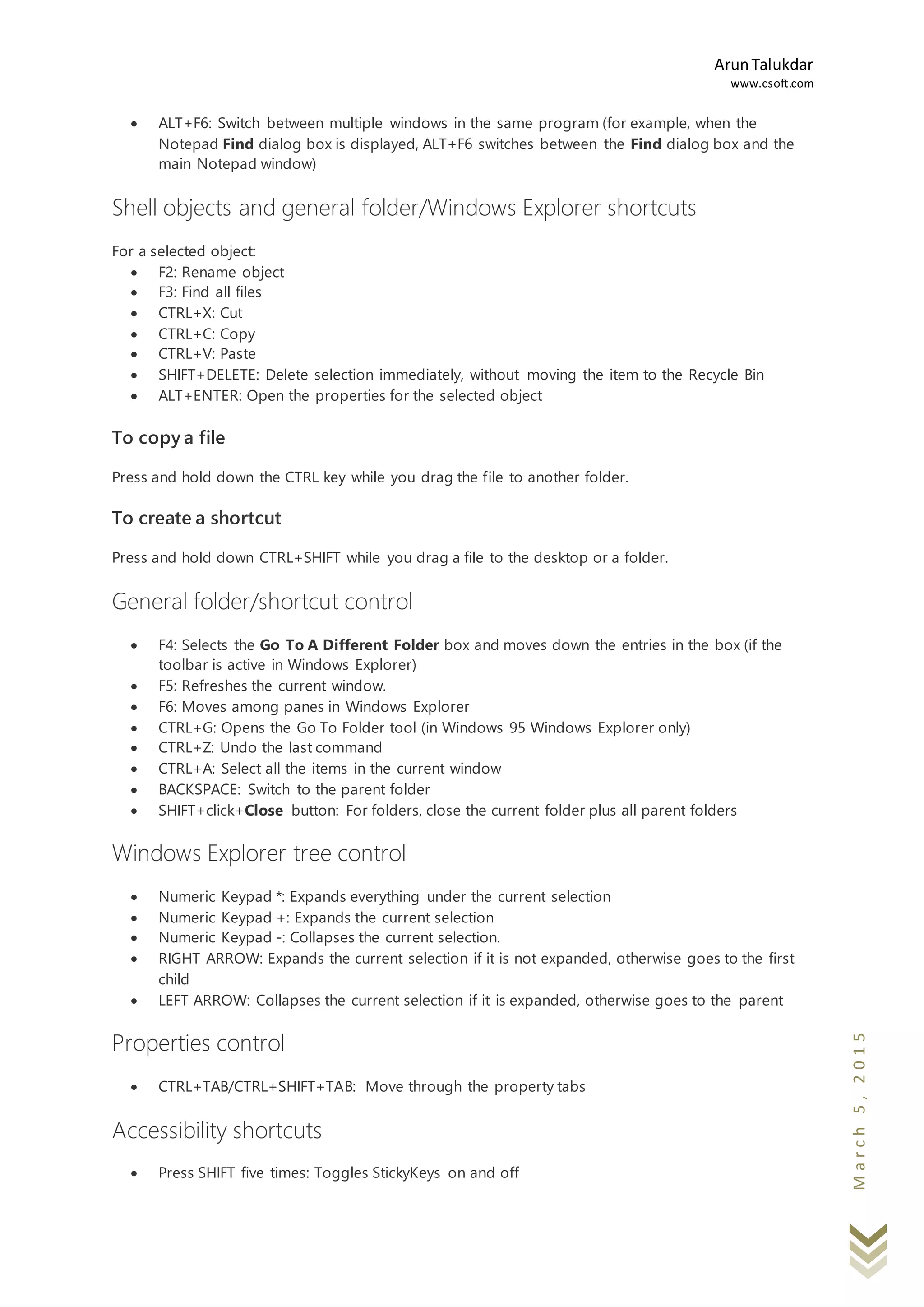 Keyboard Shortcuts for Windows | DOCX