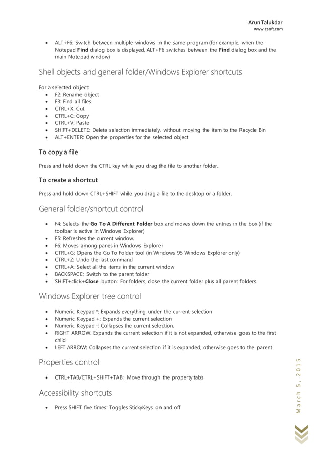 Keyboard Shortcuts for Windows | PDF