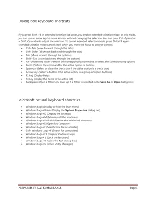 Keyboard short cuts for windows xp | PDF