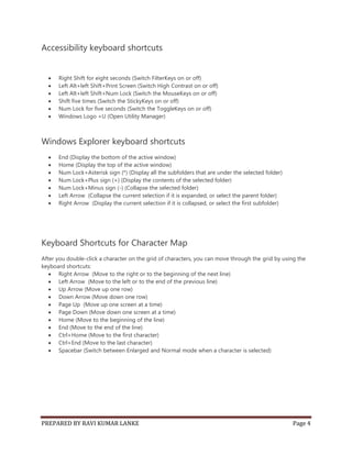 Keyboard short cuts for windows xp | PDF