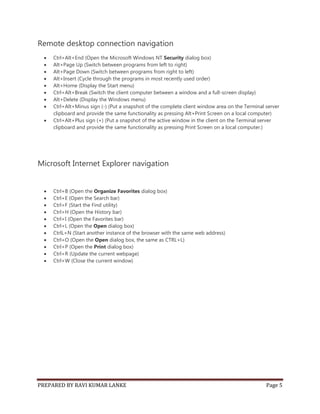Keyboard short cuts for windows xp | PDF