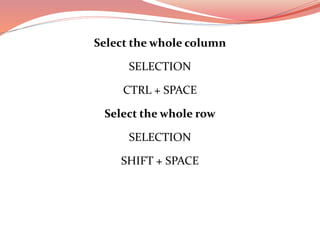 Keyboard shortcuts in ms excel in ms excel 1 | PPT