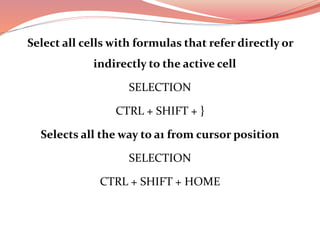 Keyboard shortcuts in ms excel in ms excel 1 | PPTX | Technology & Computing