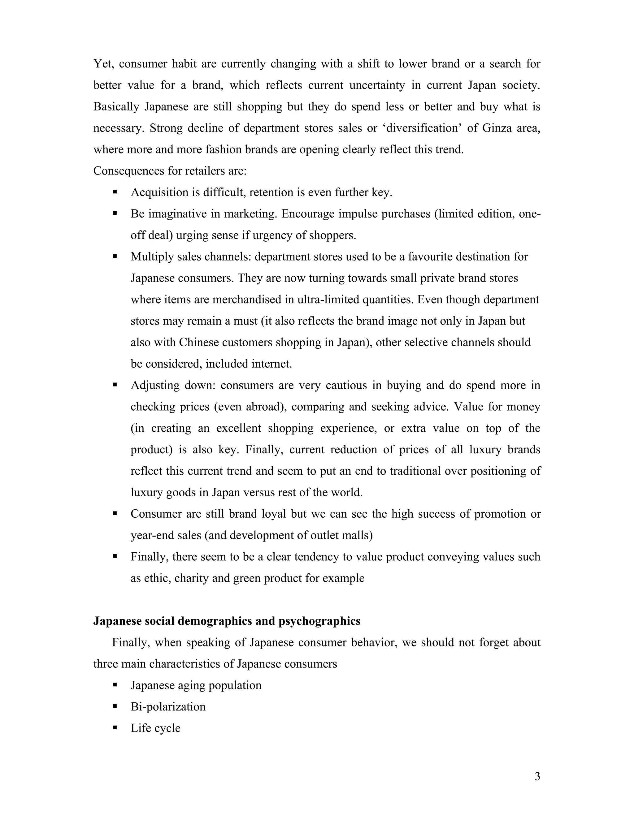 Key Characteristics of Japanese Consumers | DOC | Business | Business ...