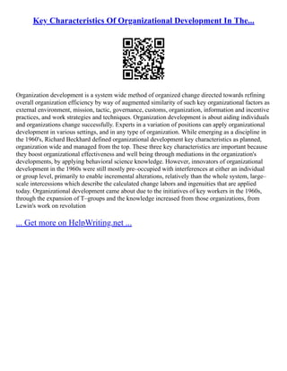 Key Characteristics Of Organizational Development In The... | PDF