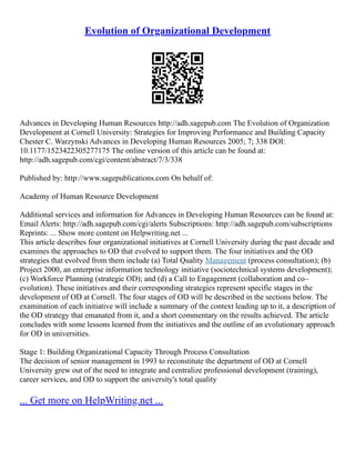 Key Characteristics Of Organizational Development In The... | PDF